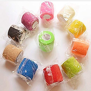 12 Pack 2" x 5 Yards Self Adhesive Elastic Bandage Wrap Stretch Self-Adherent Tape for First Aid,Sports, Wrist, Ankle (12 Colors)