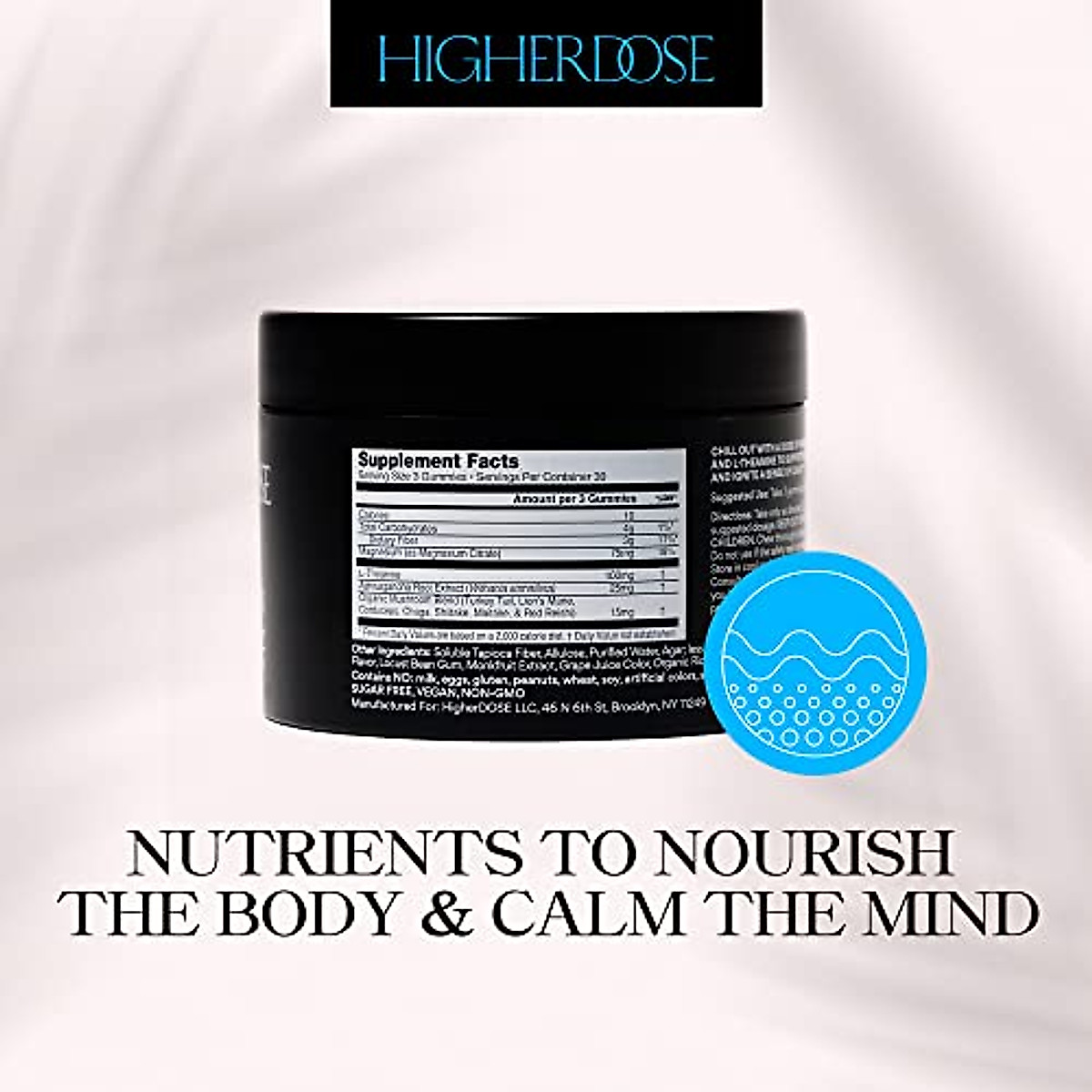 HigherDOSE CHILL Chews - Magnesium Chewable Gummy Vitamins for Men & Women - Calming Magnesium Citrate Gummies with Ashwagandha Root Extract, Reishi Mushroom, Lion's Mane & L-Theanine - 90 Gummies