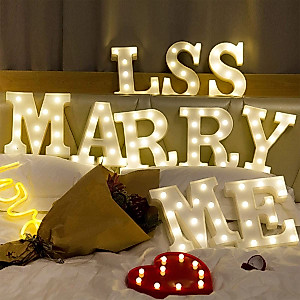 Laerjin Light Up Letters, Marquee Letters with Lights, Decorative Led Light Up Number, Light Up Number Sign for Night Light Wedding Birthday Party Christmas Home Bar - Letter Lights-V