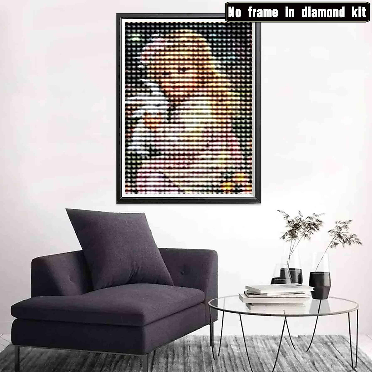 Sheehow 5D Diamond Painting Kits for Adults Angel Girl, Full Drill Diamond Art Rabbit, Gem Pictures Paint by Numbers Art, DIY Cross Stitch Jewel Art Rhinestone Craft for Home Wall Decor 12X16 inch