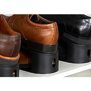 carrotez Shoe Slots Organizer 3 Pack - [Litem] Space Saving Shoe Organizer Rack for Closet - Easy Shoe Stacker, 9.84'' x 3.89'' x 4.26'' (Black, 3 Pack)