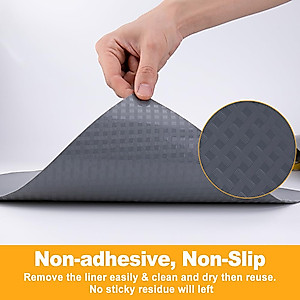 Corodo Shelf Liner, Shelf Liners for Kitchen Cabinets Non-Adhesive, Washable Cupboard Liner, Non Slip Waterproof Drawer Liner for Refrigerator Pantry (Grey, 17.5" x 240")