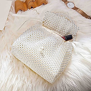 Grandxii Pearl Purse Tote Handbag Beaded Bag Evening Party Shoulder Bag For Women With Pearl