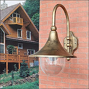 TEmkin Retro Industrial Minimalism Sconce Wall Lamp Bronze Outdoor Aluminum Horn Cover Waterproof Wall Lights LED Used for Courtyard Gate Wall Park Wall Lighting
