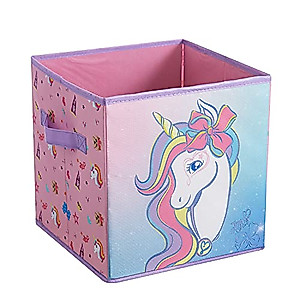 Idea Nuova Nickelodeon JoJo Siwa Glow in The Dark Collapsible Storage Cubes, Set of 2, 10"x10"