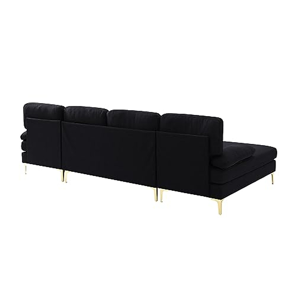 SONGG 107.9” U Shaped Sectional Sofa with Double Extra Wide Chaise, w/Removable Back & Seat Cushions, for Living Room, Office, Apartment, Black