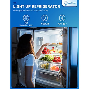 JandCase Refrigerator Light Bulbs, E26 Base A15 Appliance Bulbs 7W Equivalent 60W, Daylight White 5000K Fridge Light Bulbs, Non-Dimmable, UL Listed, 2 Pack