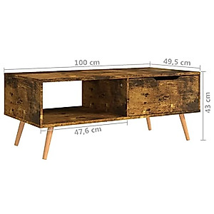 QJBSAVVA Coffee Table Smoked Oak 39.4"x19.5"x16.9" Engineered Wood,Floor Standing Table Table for Living Room Cocktail Table Suitable for Meeting Rooms, Reception Rooms, Offices