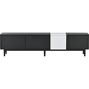 80 Inch TV Stand with Storage Cabinet and Open Shelves, Modern Black Media TV Console for TVs up to 80", Minimalist Wood Entertainment Center for Living Room, Bedroom