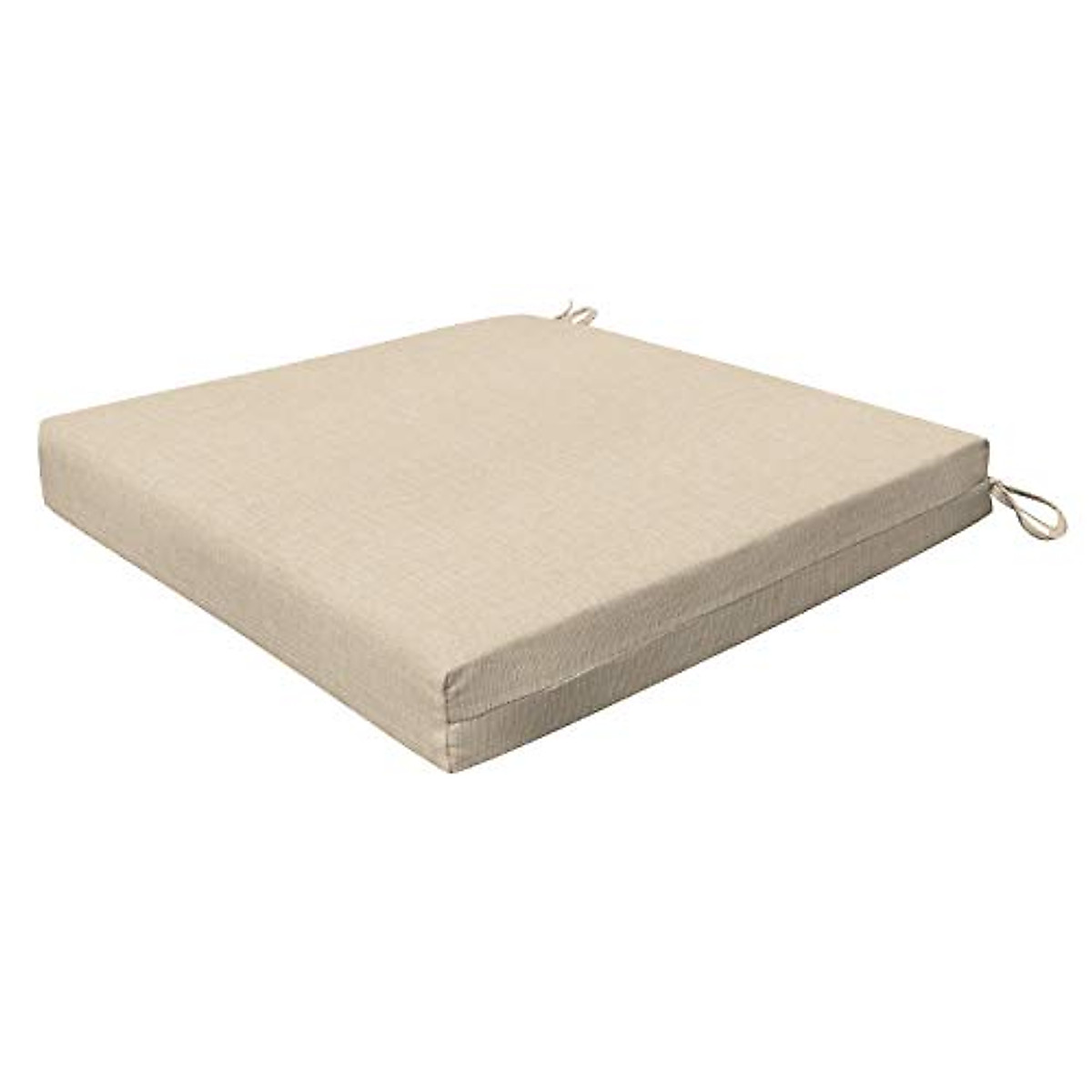 Honeycomb Indoor/Outdoor Textured Solid Almond Dining Seat Cushion: Recycled Fiberfill, Weather Resistant, Reversible, Comfortable and Stylish Pack of 2 Patio Cushions: 20" W x 20" D x 4" T