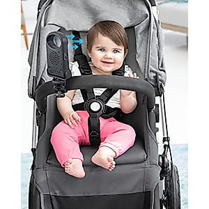 Skip Hop Portable Bladeless Stroller Fan, Adjustable 3 Speeds, Stroll & Connect, Grey
