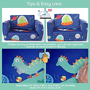 ACRABROS Kids Couch: Toddler Sofa Bed Fold Out for Gilrs Boys Baby Flip Out Convertible Lounge Chair Space