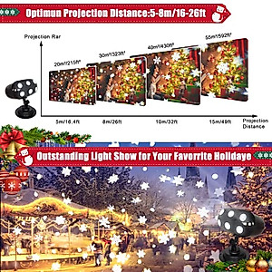 Christmas Snowfall LED Projector Lights, 2022 Upgrade Holiday Snow Projector, Snowflake Projection Lamp with Remote Control for Xmas Party Wedding and Garden Indoor Decor