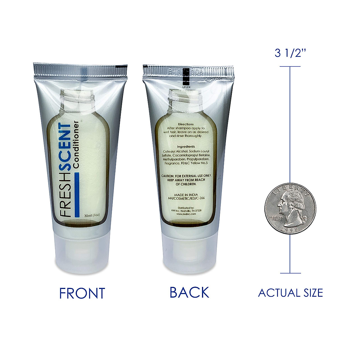 Freshscent Conditioner 1oz (100 Pack) Hotel Travel Size, Bulk Amenities and Toiletries for Hospitality