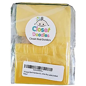 14 Large Blank Adult Closet Clothing Size Dividers Rectangular 5.25x3.5 Inches Plus Labels (Yellow)