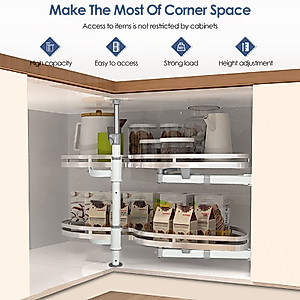 LIVOSA 36" Kitchen Corner Cabinet Blind Pull Out Organizer with 2 Non-slip Tiers Swing Tray and Soft Close, Right Handed Open, White