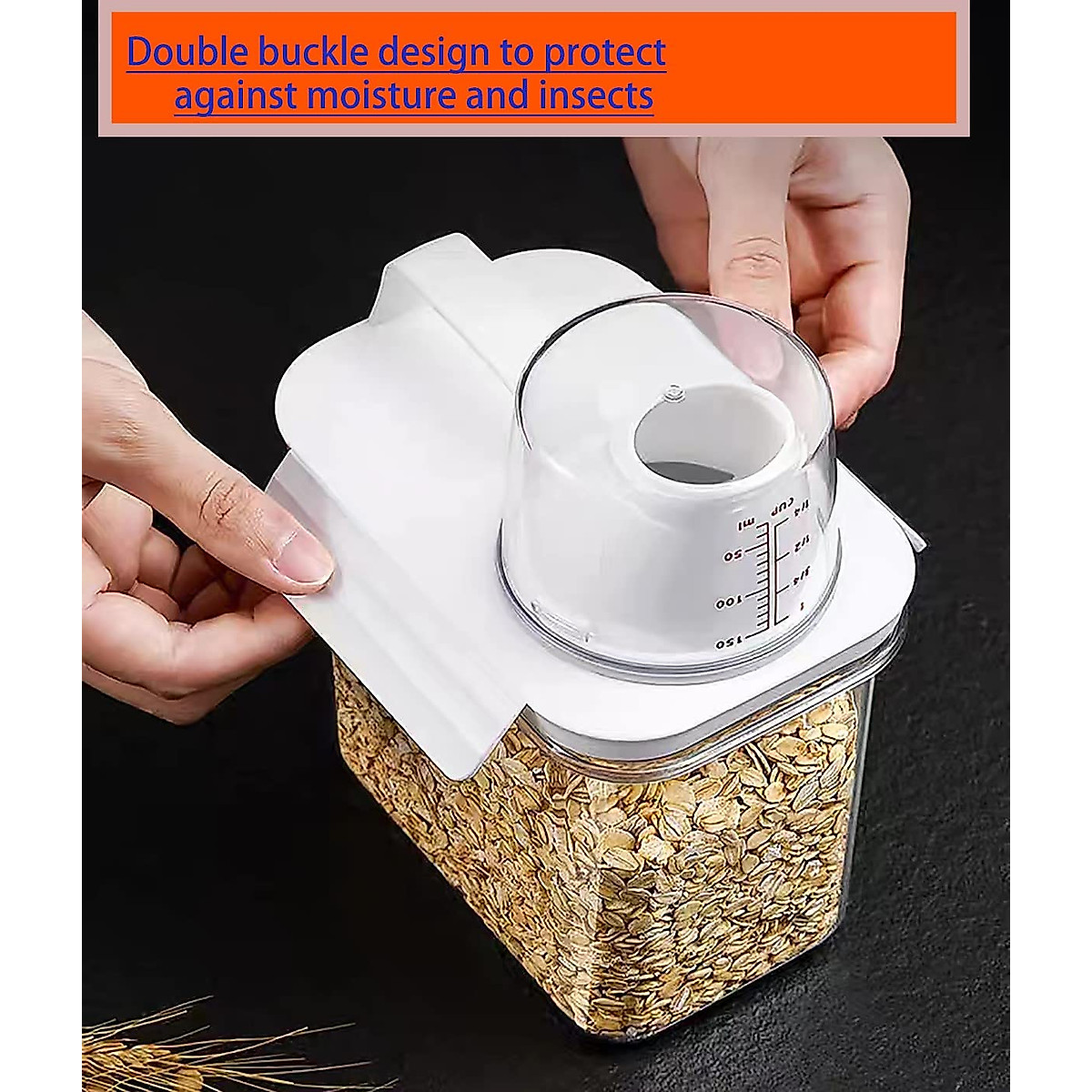 GOSUNA Cereal Dispenser Easy Flow Storage Jar Plastic Grocery Container, Cereal Containers Storage, Food Storage Containers, Dry Food Storage Containers，Multifunctional Kitchen Storage Box (1100ml)