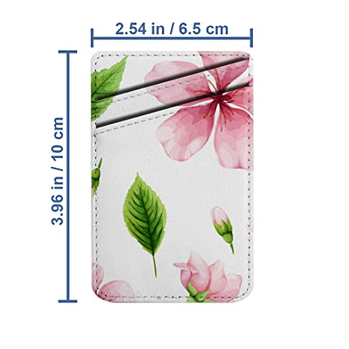 Diascia Pack of 2 - Cellphone Stick on Leather Cardholder ( Cherry Blossom Pink Pattern Pattern ) ID Credit Card Pouch Wallet Pocket Sleeve