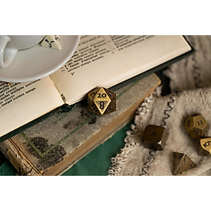 KakapopoTCG Extra Large Solid Metal Gold D20 Dice 20 face with Black Numbers Extra Heavy DND Standard Dice DnD5e TTRPG Tabletop RPG Golden Dice
