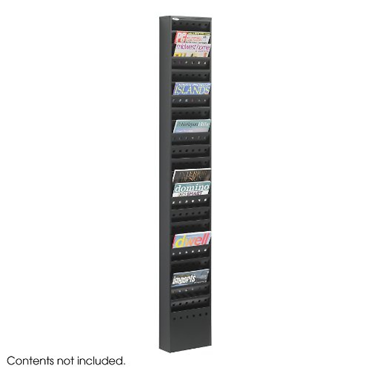 Safco Products 4322BL Steel Magazine Rack - 23 Pocket Wall Mounted Display - Home & Kitchen Home Décor Accents - Durable Powder Coat Finish - 65.5in H