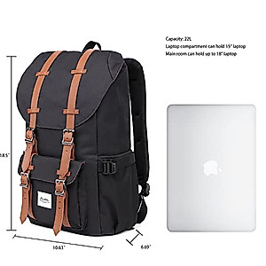 KAUKKO Travel Laptop Backpack Outdoor Rucksack Causal backpack Fits 15.6"(Nylon Black)