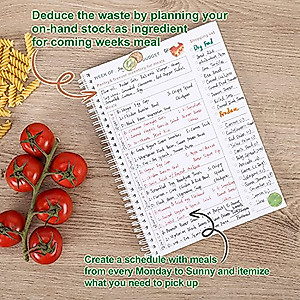 Weekly Meal Planner Notebook and Food Planner with Easy Tear off Grocery List & Expense Tracker Organizer, 52 Weeks, 10"X7", Spiral Design
