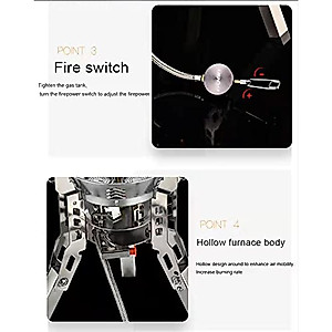 LIZHOUMIL 6800W Windproof Camping Gas Stove, Portable Outdoor Camp Stove with Fuel Canister Adapter, Stainless Steel Backpacking Stove for Camping Hiking Picnic Mountaineering Fishing Silver