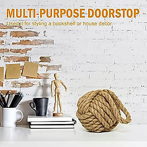 Pomeat Decorative Door Stop Rope Knot Nautical Door Stop Doorstop Outdoor Weighted Door Stopper for Door, Window Wedge, Bookend 6.25 inch (Natural)