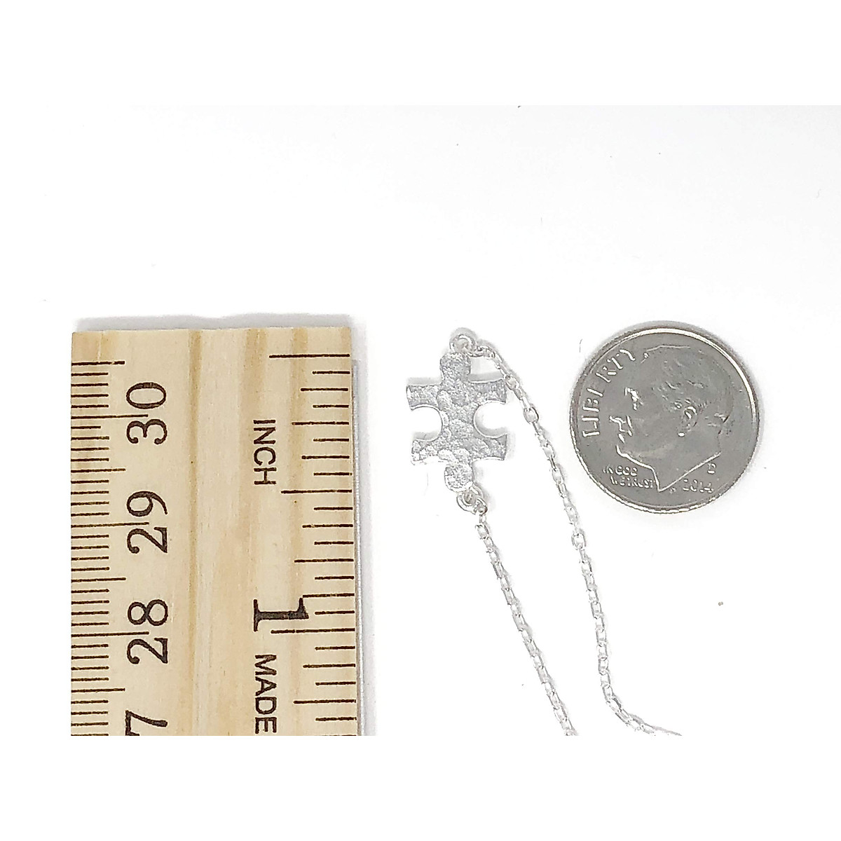 Dote Puzzle Piece Dainty Genuine .925 Sterling Silver Hammered Necklace w/ 16-18" Adjustable Chain Autism Awareness (Hammered)