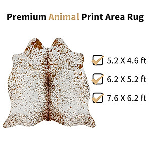 Guyi Rare Faux Cowhide Rug 8X6 ft Large Cowhide Modern Cow Rug Tan Area Rugs for Living Room Bedroom Dinning Room Animal Print Rug