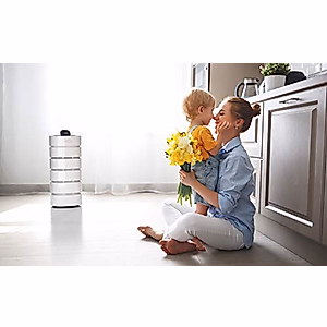 Carrier Smart Air Purifier Includes HEPA Filter and Air Quality Sensor, AHAM Verified for Rooms up to 560 Sq. Ft. with 360 Degree Filtration, White, 31.5 Inches (RMAP-SXL)