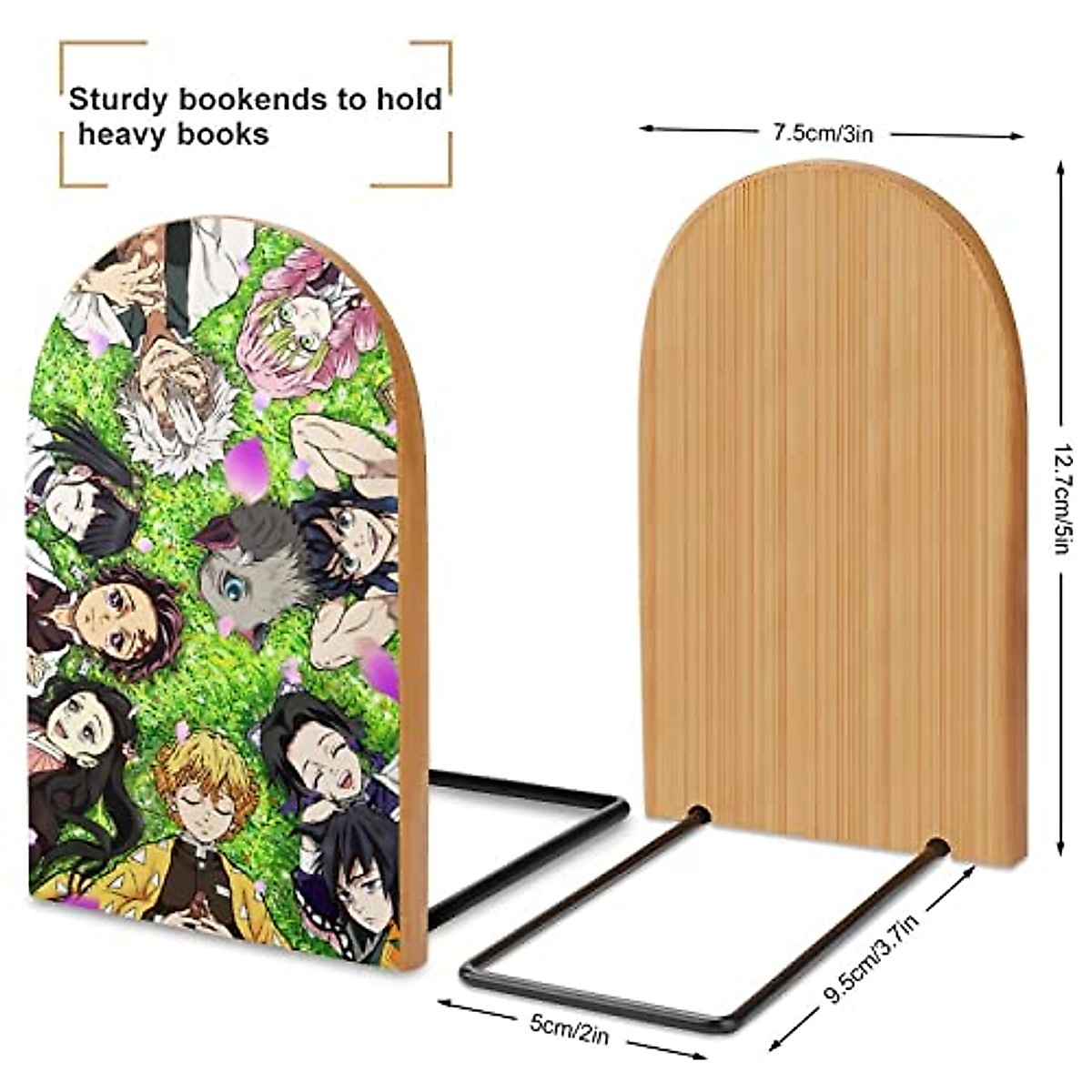 Anime Book Ends Wood Universal Bookends for Shelves Office Non-Skid Book Stand for Books CDs Video Games 3 x 5 x 3.7 in (1 Pair/2 Pieces)