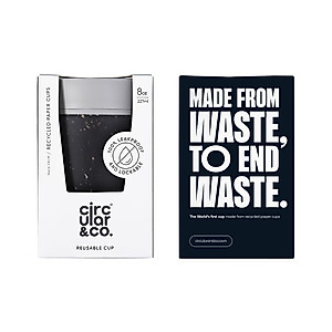Circular & Co Insulated Reusable Coffee Cup - 8oz/227ml - Small Travel Mug - 100% Leakproof & Lockable - Push Top, One Hand Open, 360 Drinking Coffee Tumbler - Recyclable - BPA Free, Dishwasher Safe
