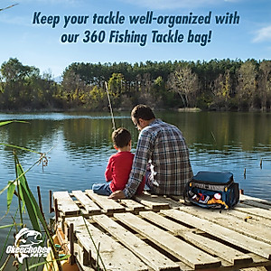 360 Fishing Gear Tackle Bag by Okeechobee Fats | Soft Sided Fishing Bag | Includes 3 Fishing Accessories Utility Boxes | Top Loading Fishing Tackle Box Bag | Deepwater Blue, 10.8in x 7.8in x 7"