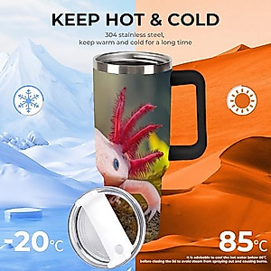 Axolotl Tumbler with Handle Travel Mug Water Bottle Tea Coffee Cup Black-style