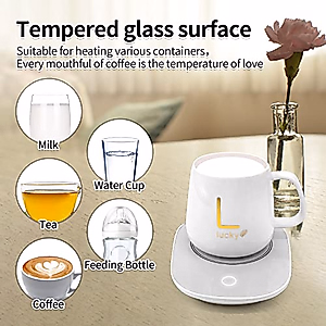 Coffee Warmer for Desk with Automatic Sensor Switch, Candle Warmer Portable, Mug Warmer for Desk 122°F-131°F for Heating Coffee, Milk, Tea, Candles, Office Desk Accessories Gift（No Cup）