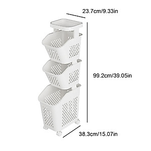 3/4 Tier Laundry Basket - Multi Layer Laundry Hamper | Rolling Laundry Cart With Wheels | 360° Rolling Laundry Basket Bathroom | Laundry Washing Hampers Basket Shelf Cart For Bathroom