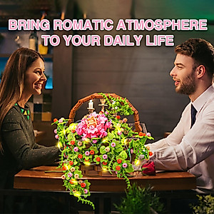 SATHIBI Flower Bouquet Building Set, Flowers Basket Bonsai Plants with LED Light, Botanical Collection Wall Decor, Creative Building Toy Gift for Adults Kids (691 PCS)