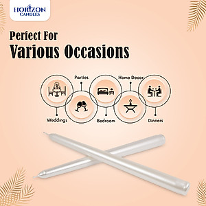 Horizon - 10-Piece Unscented Taper Candle Set | Smokeless & Dripless 9-Hour Burn | Perfect for Christmas Decor, Holiday Dinners, Weddings, and Festive Parties | Metallic Gold