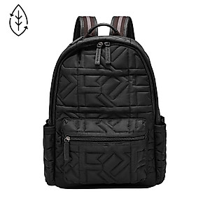 Fossil Unisex Buckner Fabric Backpack with Travel Strap Bag, Color: Black (Model: MBG9587001)