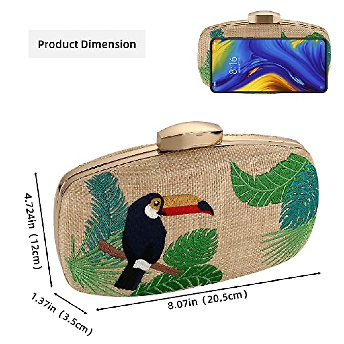 RAPENG Handmade Package Flamingo Clutch Crossbody Belt Chain Bag Ladies Girls Handmade Evening Bags (style2)