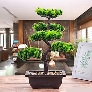 Artificial Plants Bonsai Pine Tree,Potted Plant Ornament Bonsai Plastic Simulation Bonsai DIY Decorative Bonsai Desk Display Fake Tree Living Room Garden Decoration Decor