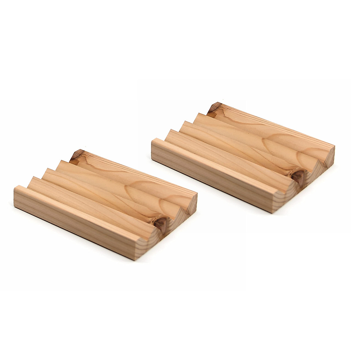 (2 Pack Cedar Large) Cedar Soap Dish - Handcrafted 100% Cedar Wood soap Dish - Soap Saver Dish - soap Dish - Soap Saver, Tray and Holder for Shower, Bathroom and Kitchen - Made in Canada