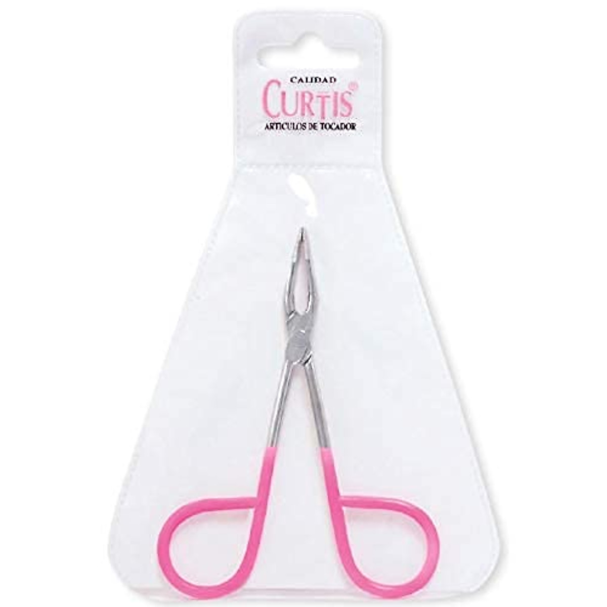 Curtis PROFESSIONAL Salon TWEEZERS with Easy Scissor Handle, CASE Included; The BEST PRECISION EYEBROW TWEEZERS Men/Women; Tools for Facial Hair, Ingrown Hair, Blackhead; Pink & Silver EASY TO HOLD