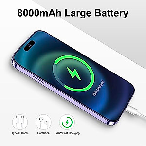 ExAchat A14 Pro Max 5G Unlocked Smartphone 120MP Camera 7.3" FHD+ Display 120HzD 6GB+128GB/1TB Cell Phones Unlocked Expandable 8000mAh Dual SIM/GPS/Fingerprint/Face ID