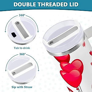 Cute Valentine's Gnome Stainless Steel Tumblers with Handle and Straw Lid for Water, Water Tumbler 30 OZ / 0.89 L
