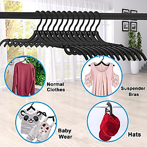exinddea 12 PCS Travel Hangers,Portable Folding Clothes Hangers Travel Accessories,Foldable Clothes Drying Rack for Travel,Travel Clothes Hangers with Clotheslines,Black Non Slip Clothing Hangers