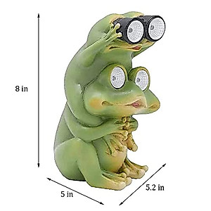 Juliahestia Garden Decor Frog Outdoor Statue – Solar Figurines Funny Cute Animal Sculptures Porch Outside Decorations for Yard Lawn Patio Ornaments Waterproof Gifts
