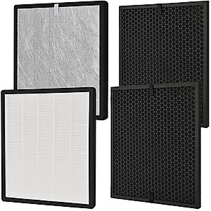 Pmosata LV-PUR131 Replacement Filters for LEVOIT LV-PUR131 and LV-PUR131S LV-PUR131-RF Air Purifier,4 in 1 True HEPA filters 2 Pack True HEPA and 2 pack Activated Carbon Filters