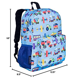 Wildkin 16-Inch Kids Backpack for Boys & Girls, Perfect for Elementary School Backpack, Features Padded Back & Adjustable Strap, Ideal Size for School & Travel Backpacks (Trains, Planes, and Trucks)